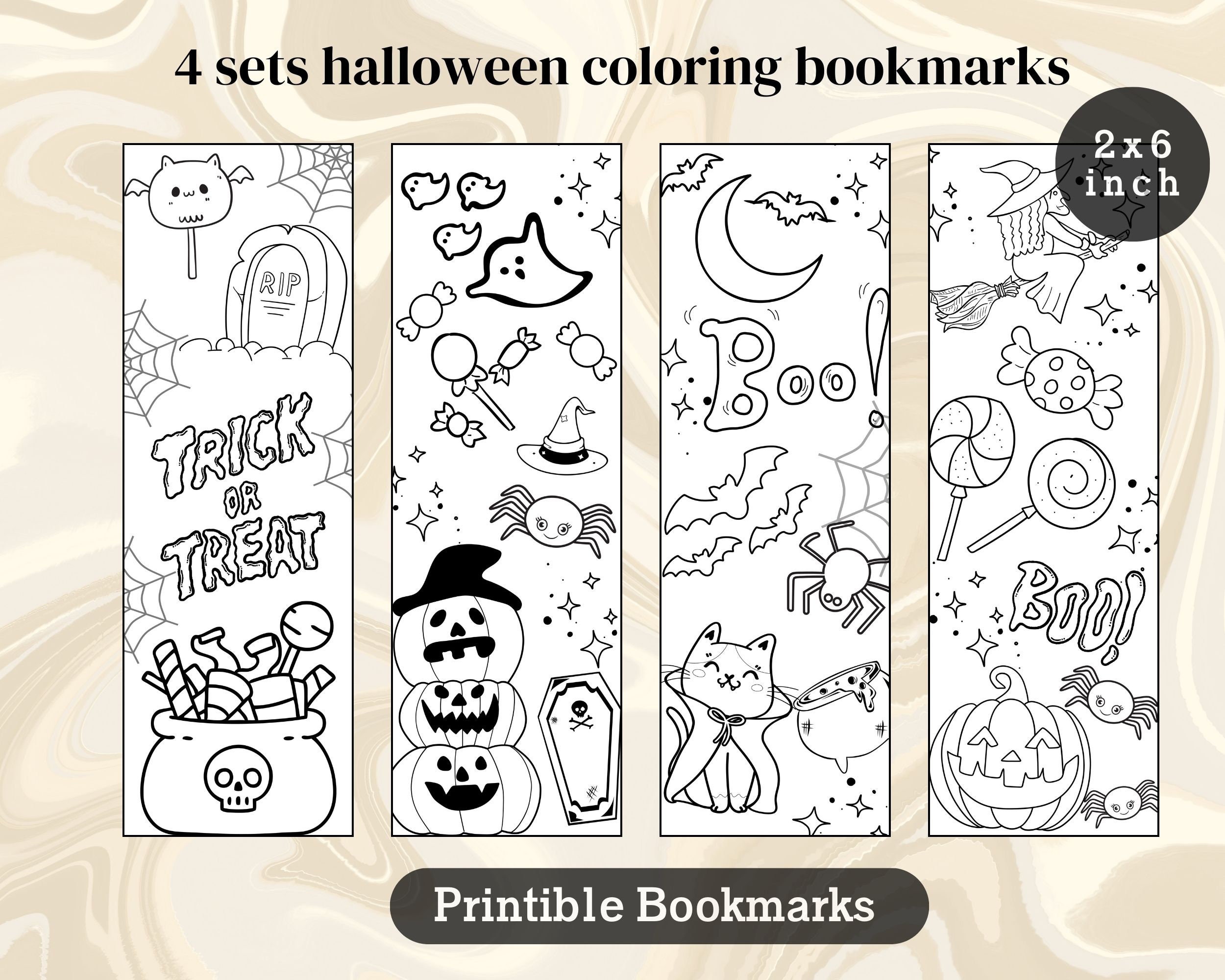 Halloween Coloring Bookmarks Coloring Bookmarks Fall - Etsy