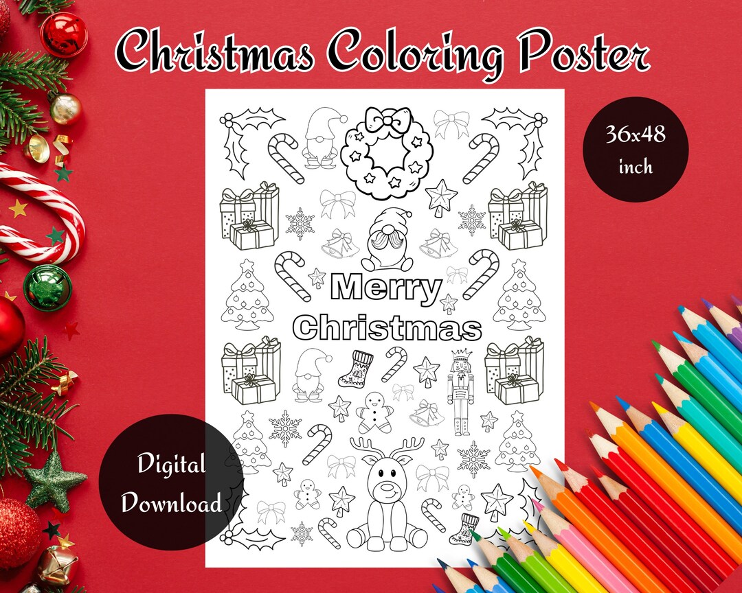 Coloring Poster, Christmas Coloring Poster, Christmas Gift Poster ...