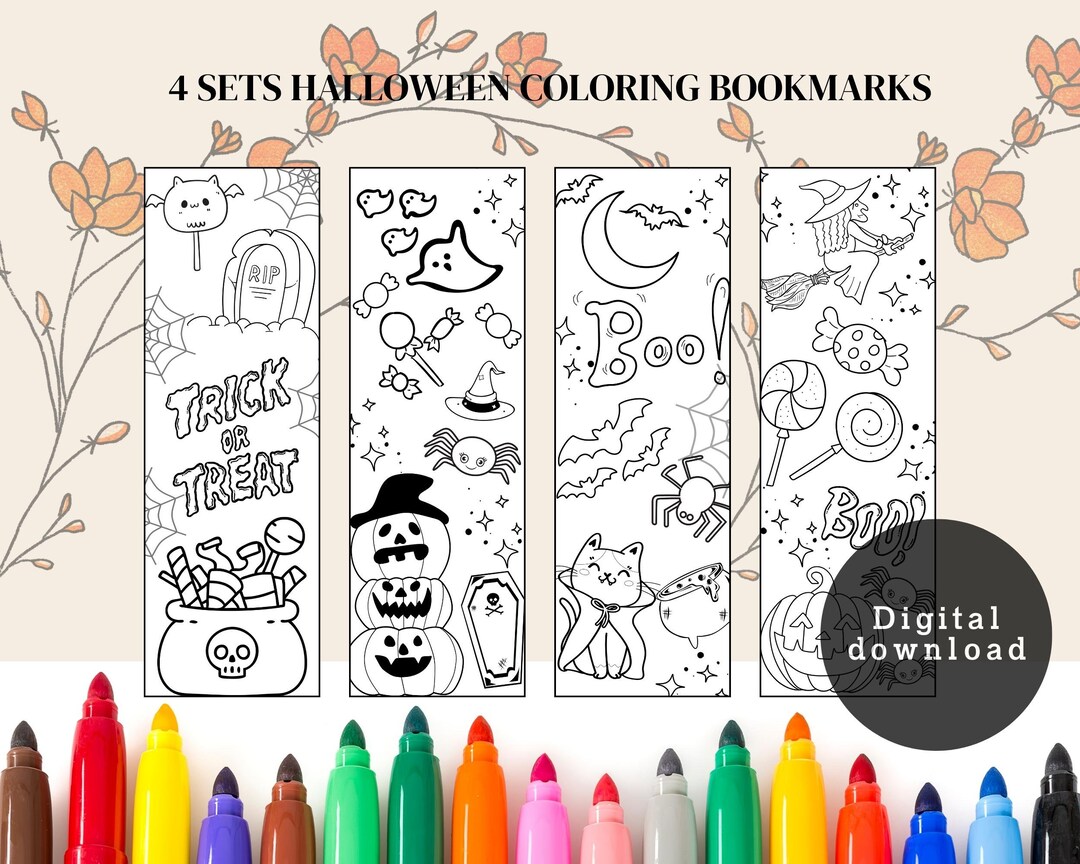 Halloween Coloring Bookmarks Coloring Bookmarks Fall - Etsy