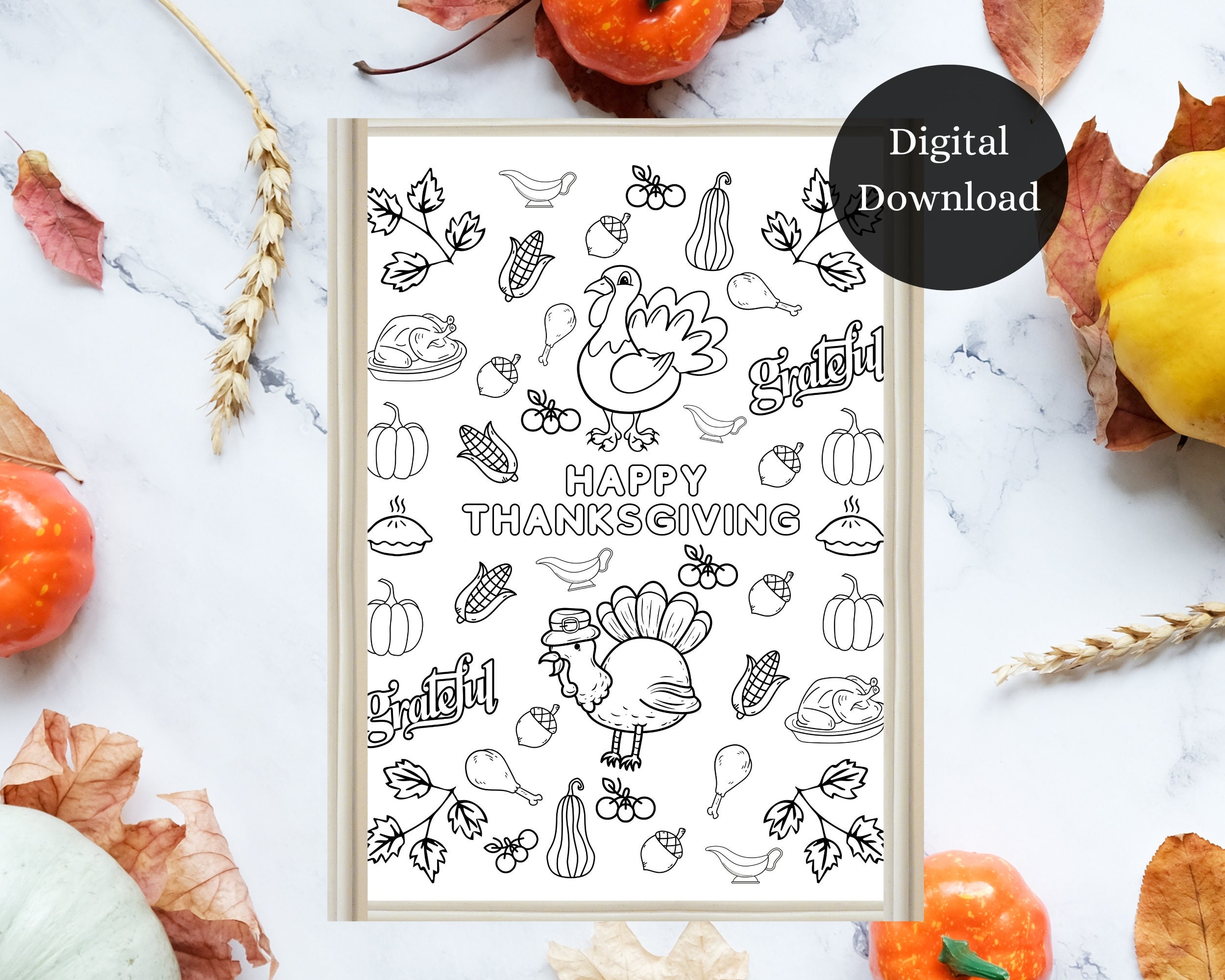 Coloring Poster Thanksgiving Coloring Poster Thanksgiving - Etsy