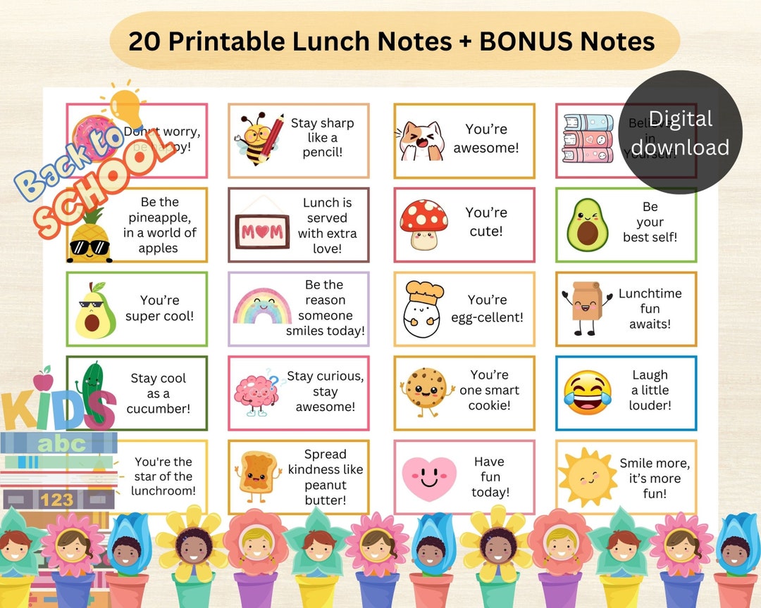 Lunch Box Notes Lunch Box Jokes Lunchbox Jokes Printable - Etsy