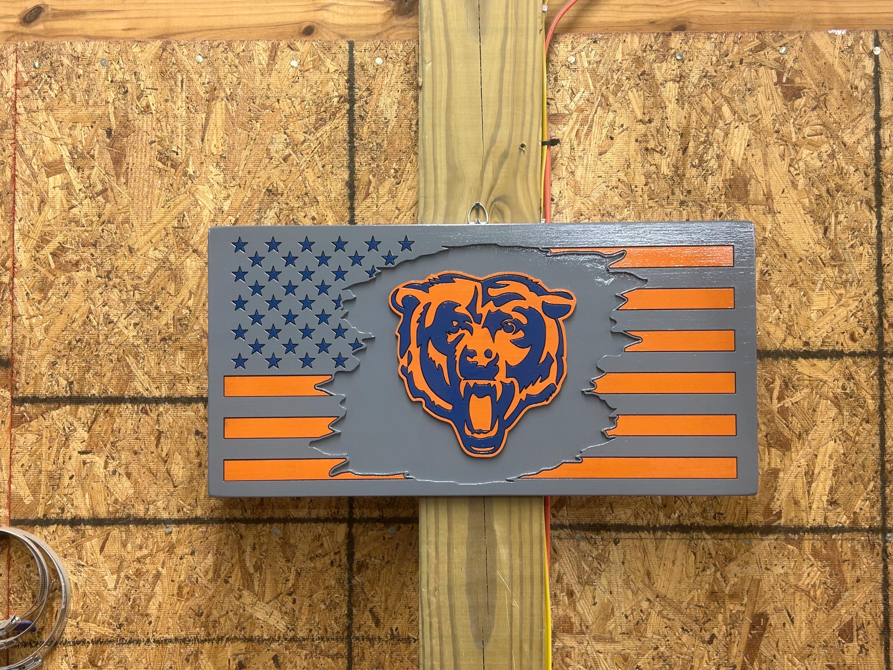 Chicago Bears Tattered Flag Wall Decor: Phantom Gray Man Cave Art - Etsy
