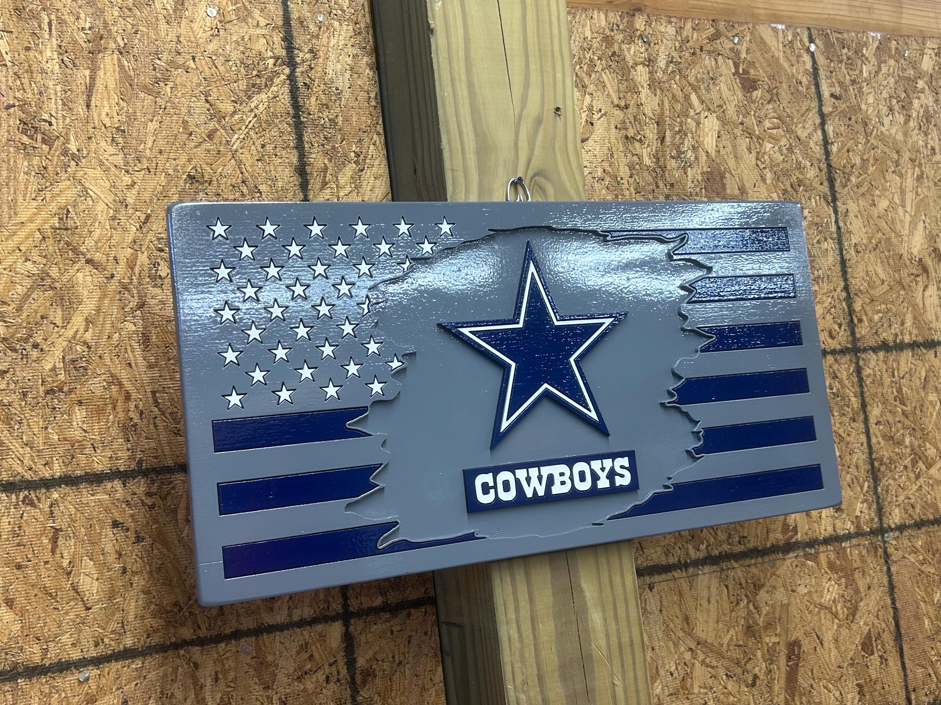 Dallas Cowboys Tattered Flag Wall Decor: Phantom Gray Man Cave Art - Etsy