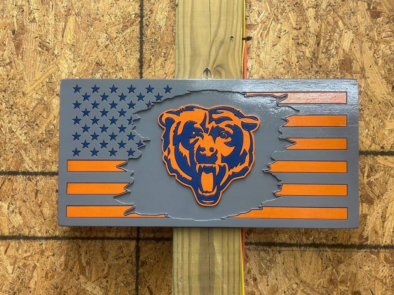 Chicago Bears Tattered Flag Wall Decor: Phantom Gray Man Cave Art - Etsy