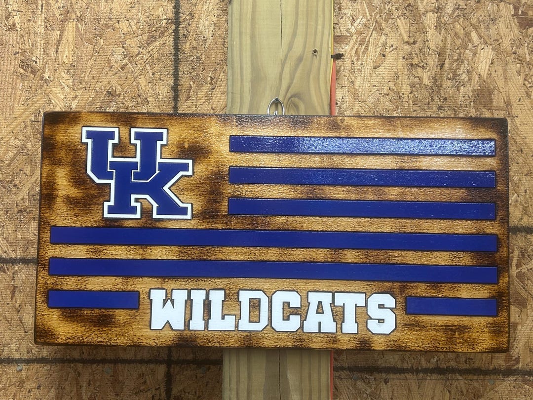 Custom Kentucky Wildcats Team Rustic Flag Wall Decor: Burnt Natural ...