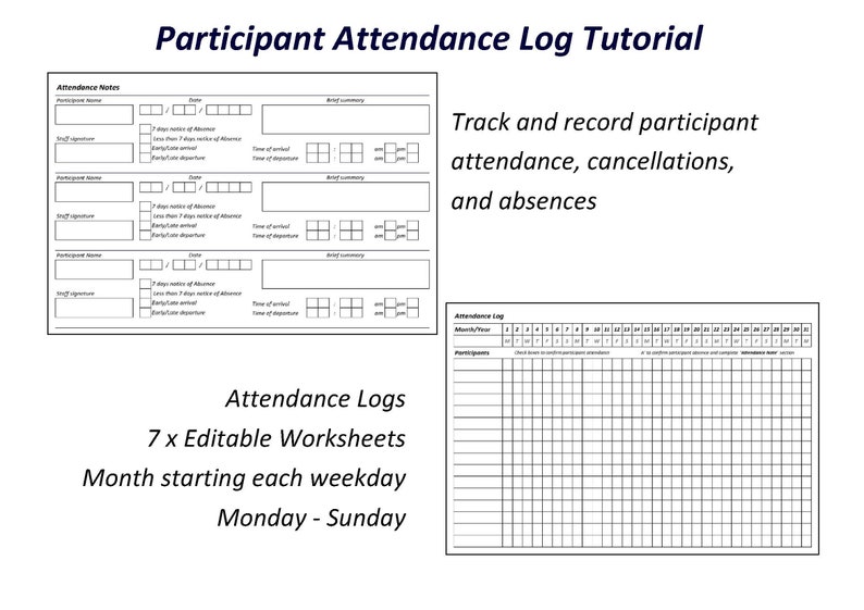 Participant Attendance Log - Etsy