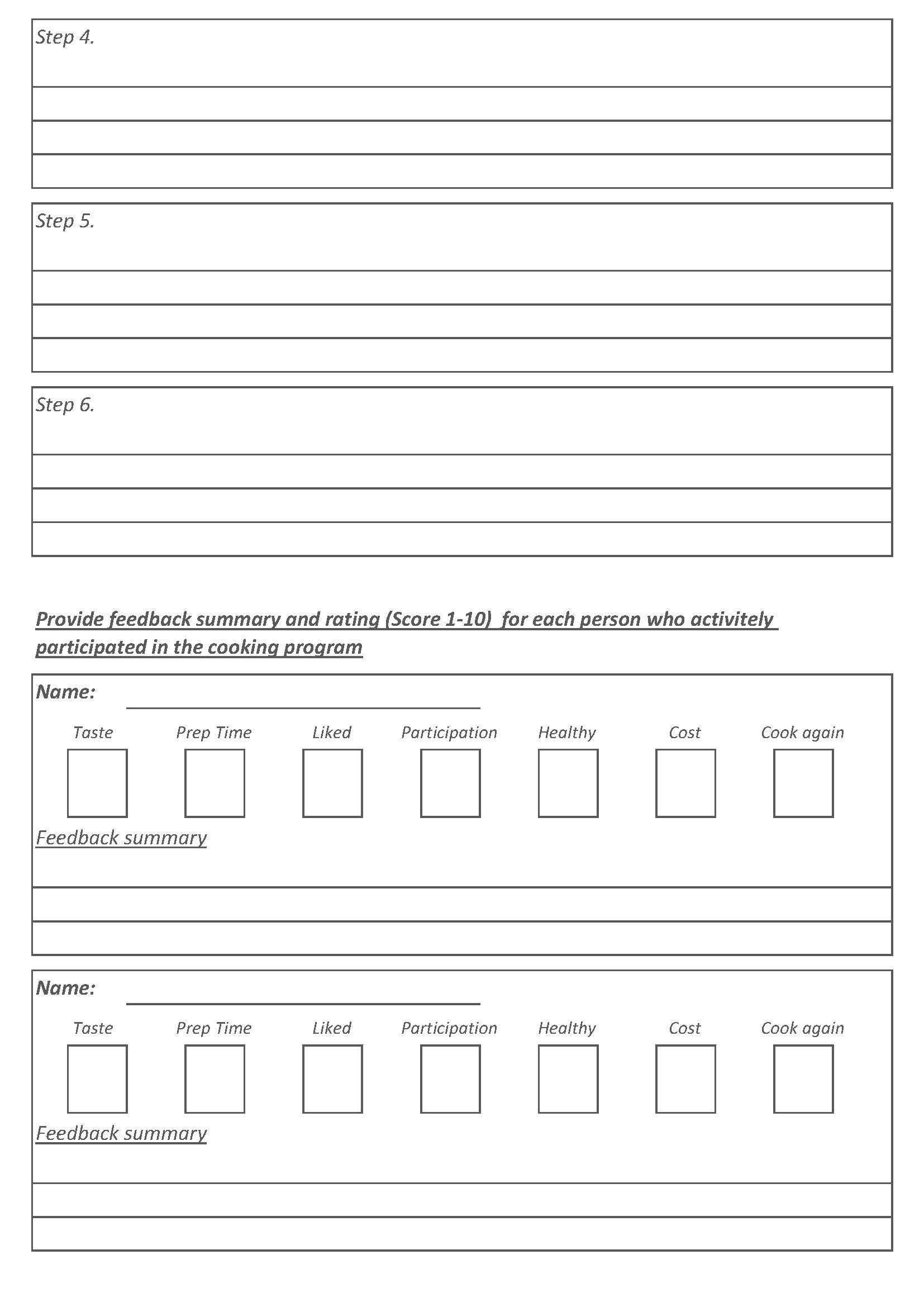 Supported Cooking Program Log Template - Etsy