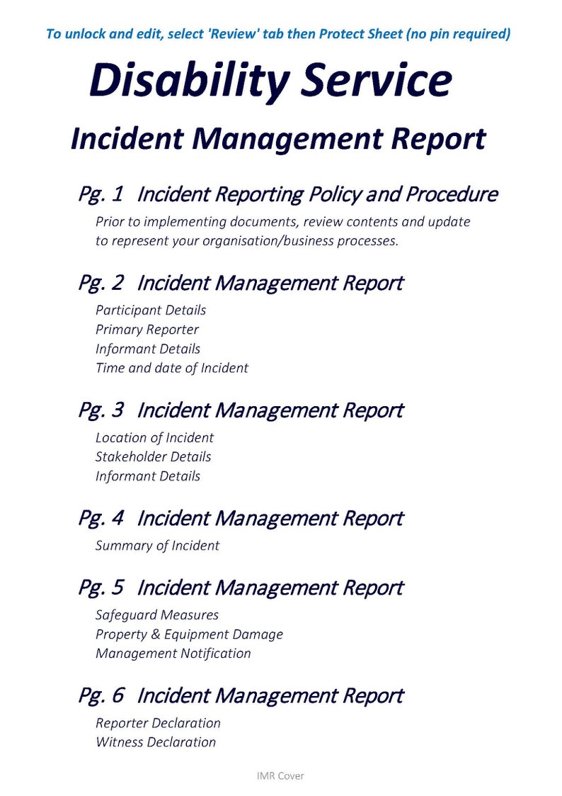 Disability Service Incident Management Report Template - Etsy