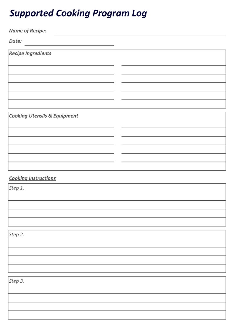 Supported Cooking Program Log Template - Etsy