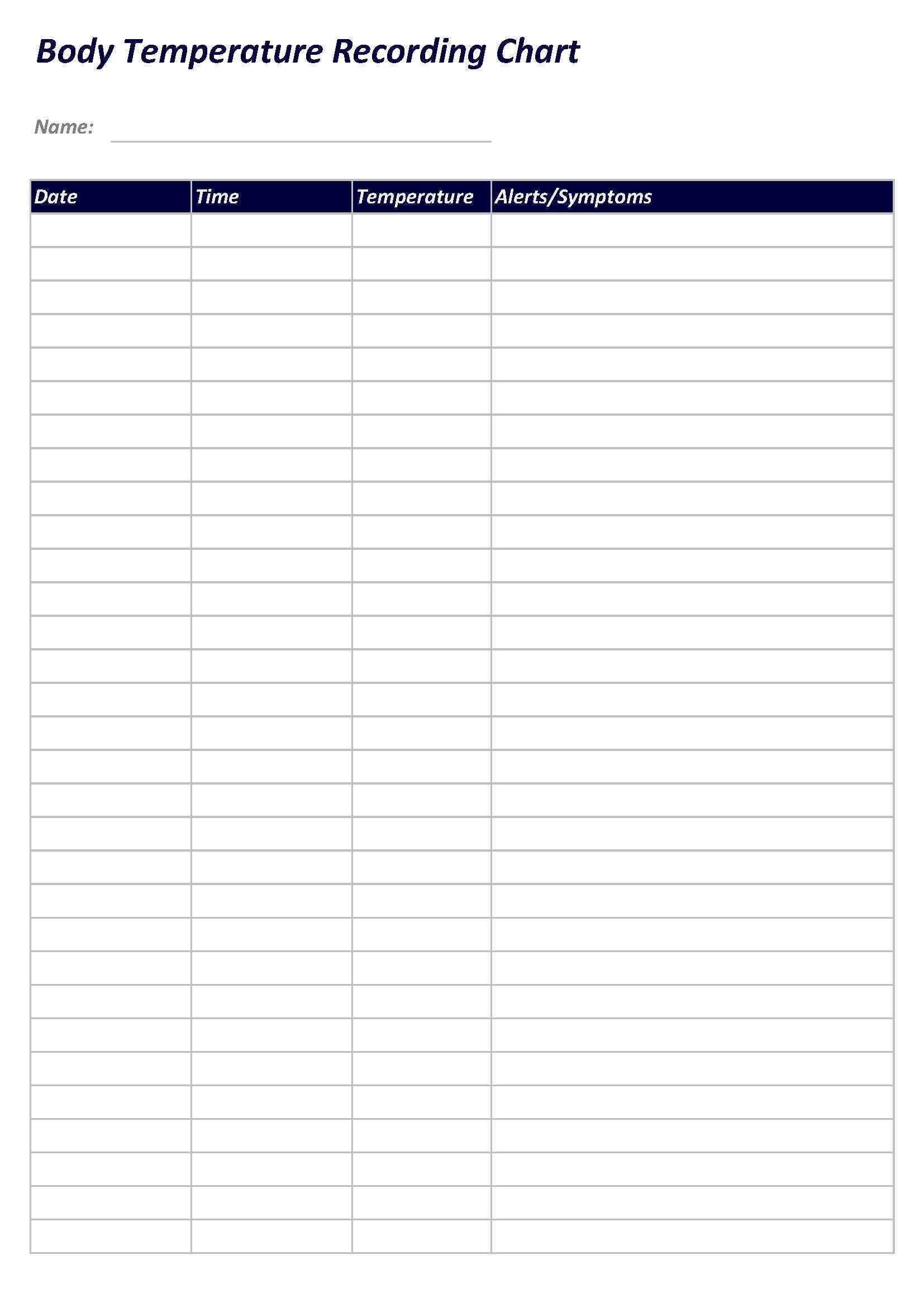 Body Temperature Recording Template - Etsy Australia