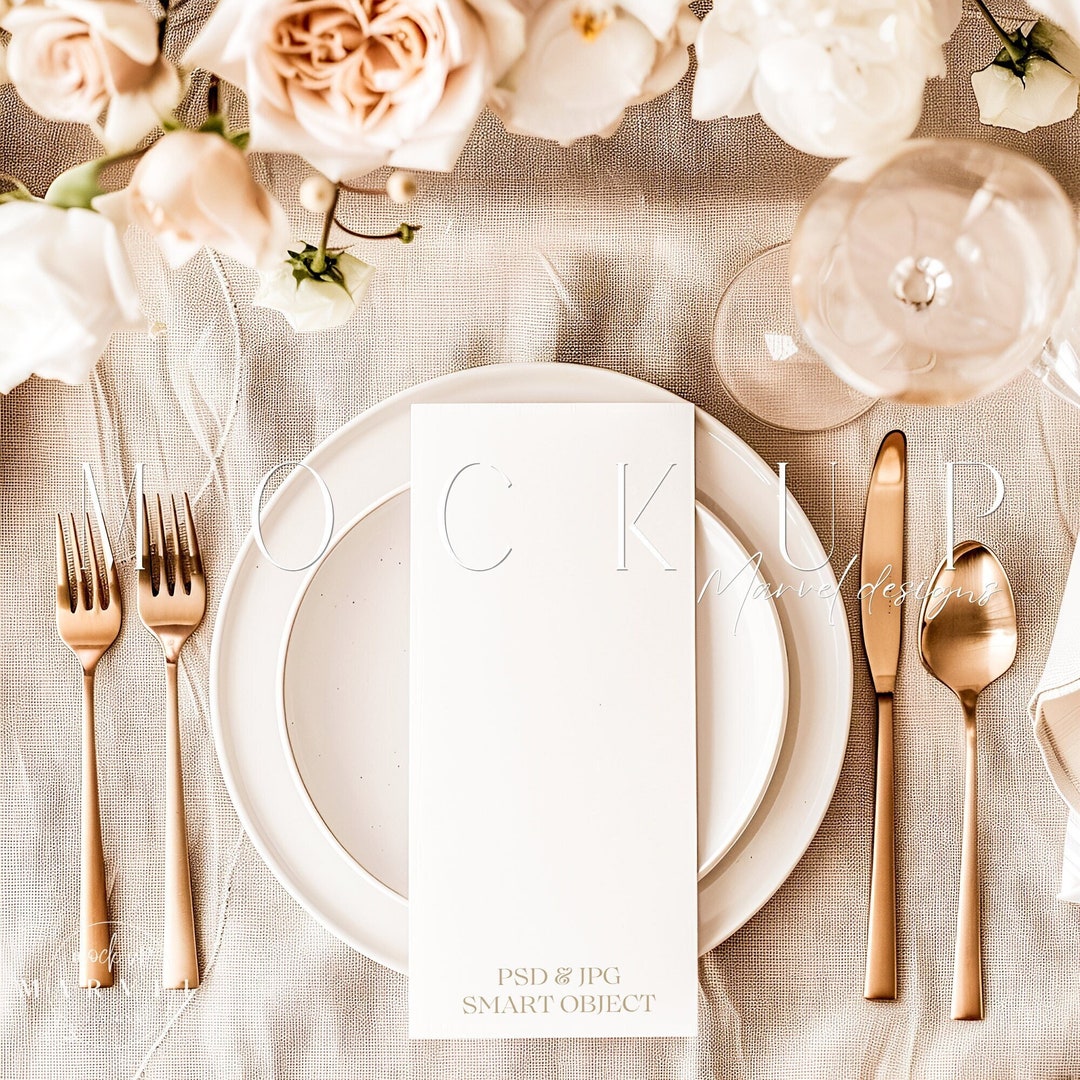 Wedding Program Mockup Greeting Card Mockup Wedding Menu Mockup 4X9 ...