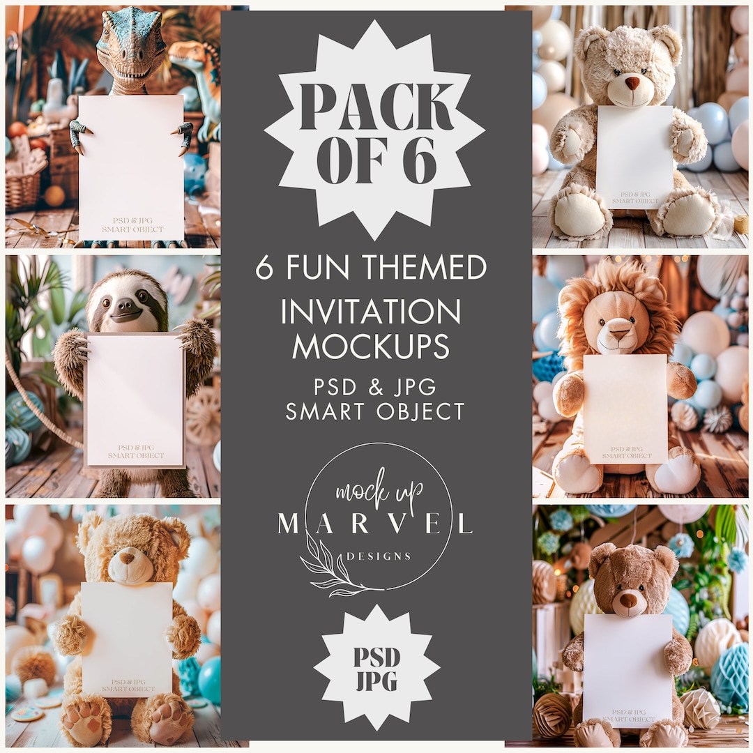 Invitation Mockup Bundle Baby Shower Invite Mockup Party Mockup ...