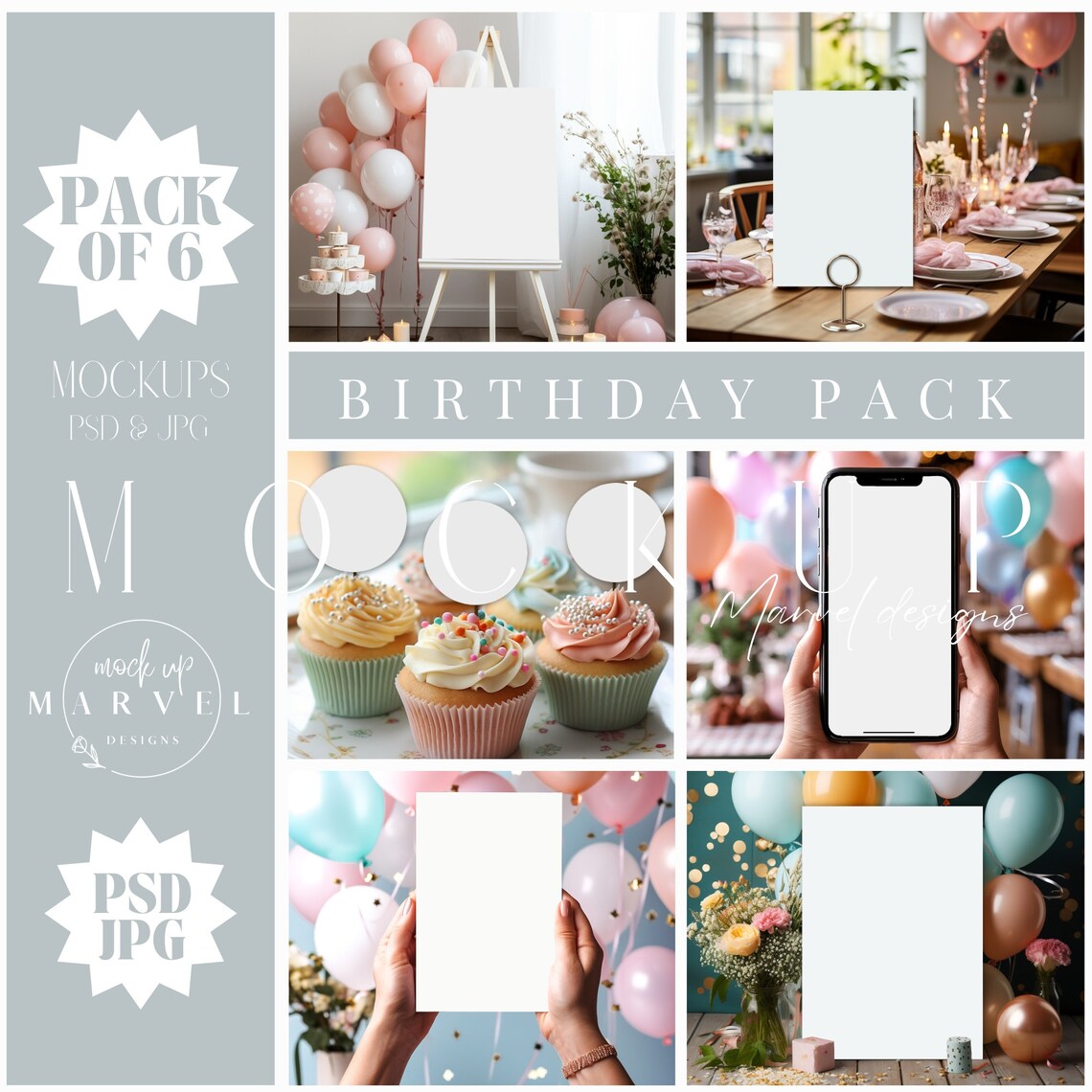 Party Pack Mockup, Invitation Mockup, Birthday Invite Mockup, Table ...