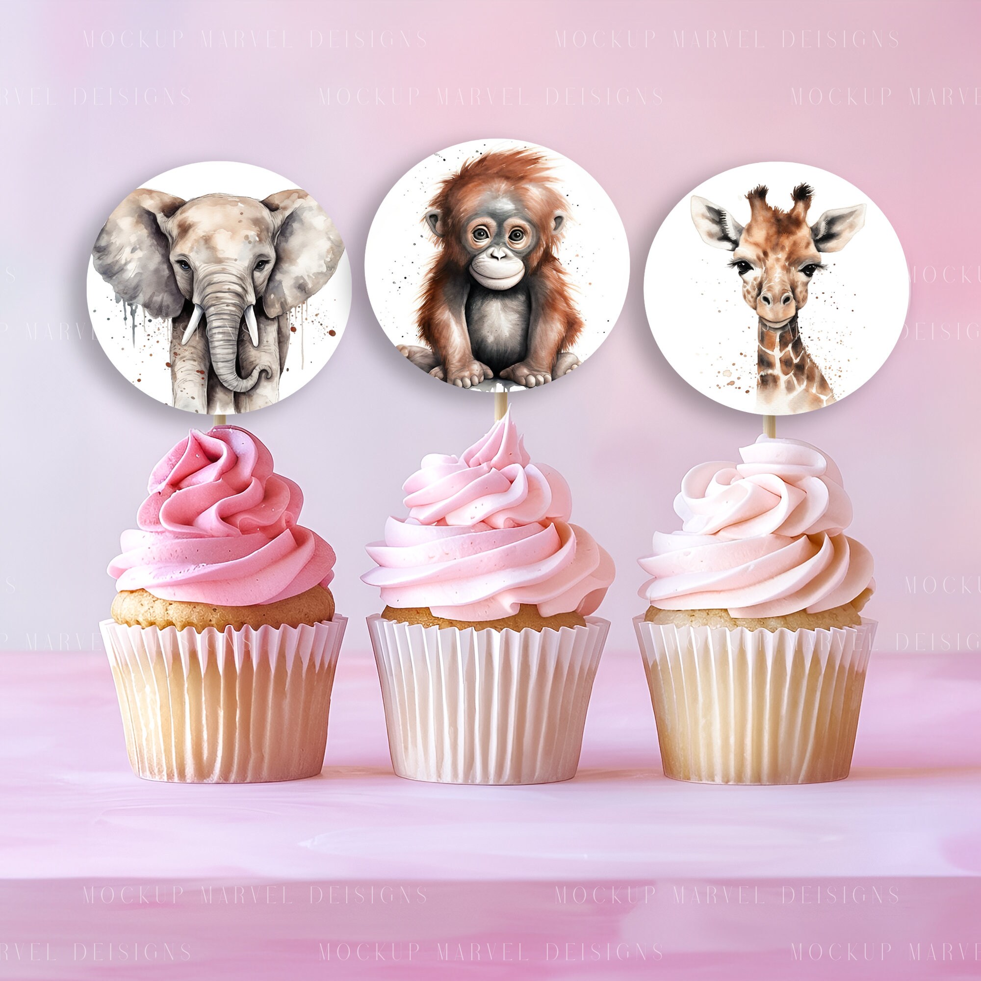 Cupcake Topper Mockup 3 Cupcakes Mockup Vanilla Cupcakes Mockup Styled ...