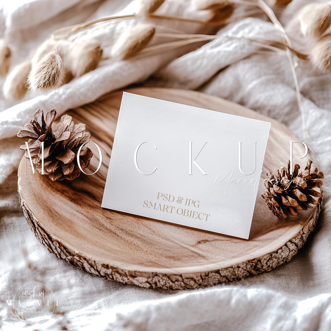 Horizontal Invitation Mockup, Boho Wedding Invitation Mockup, 7x5 Card ...