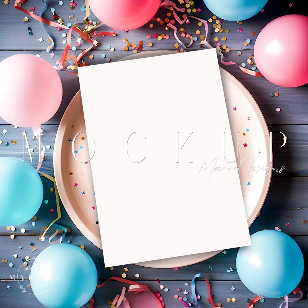 Birthday Invitation Mockup | Birthday Card Mockup | 5x7 Card Mockup ...