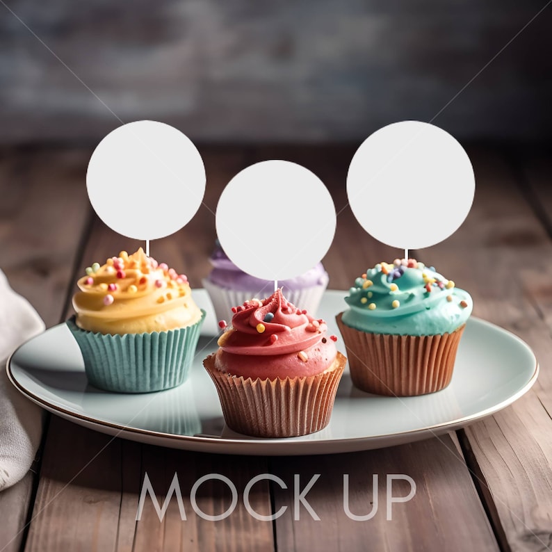Blank Cupcake Topper Mockup Smart Object Cupcake Mockup Toppers Mockup ...