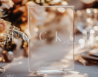 Acrylic Table Sign Mockup, Clear Acrylic Mockup, Acrylic Table Number ...