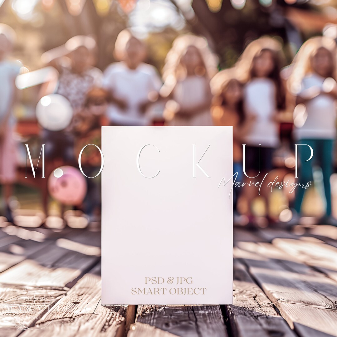 Birthday Invitation Mockup, Party Scene Mockup, Birthday Greeting Card ...