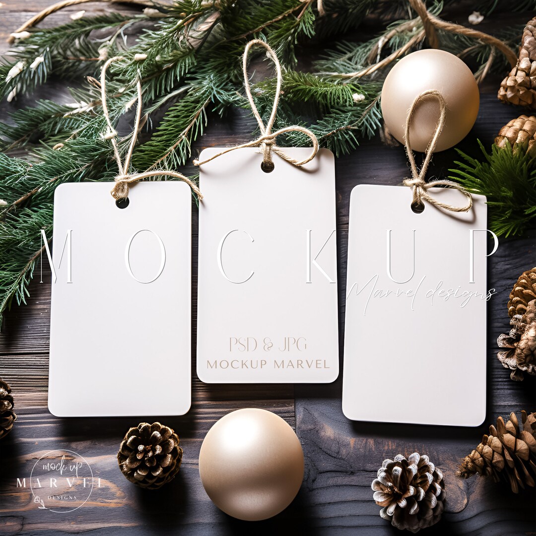 Christmas Gift Tag Mockup | Stationary Mockup | Blank White Gift Tag ...