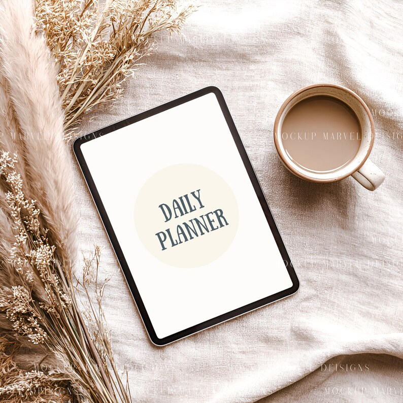 Digital Planner Mockup, Tablet PSD JPG, Smart Object (digital Download ...