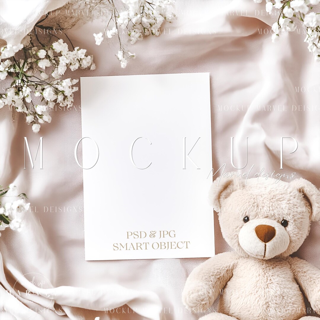 Kids Invite Mockup, First Birthday Invite Mockup, Baby Gender Reveal ...