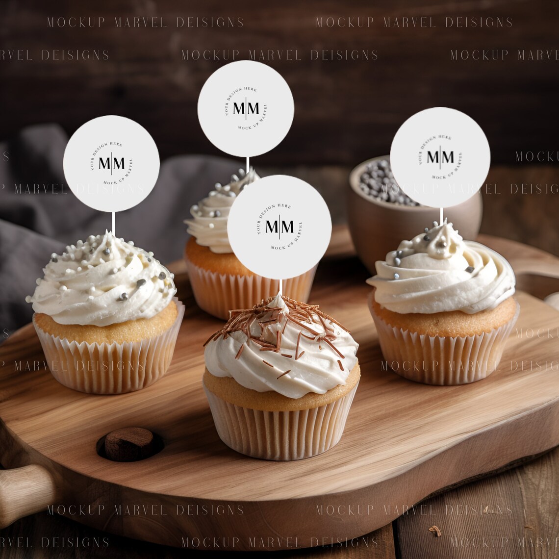 Styled Cupcake Mockup | Cupcake Topper Mockup | Cake Mockup | Cupcake ...