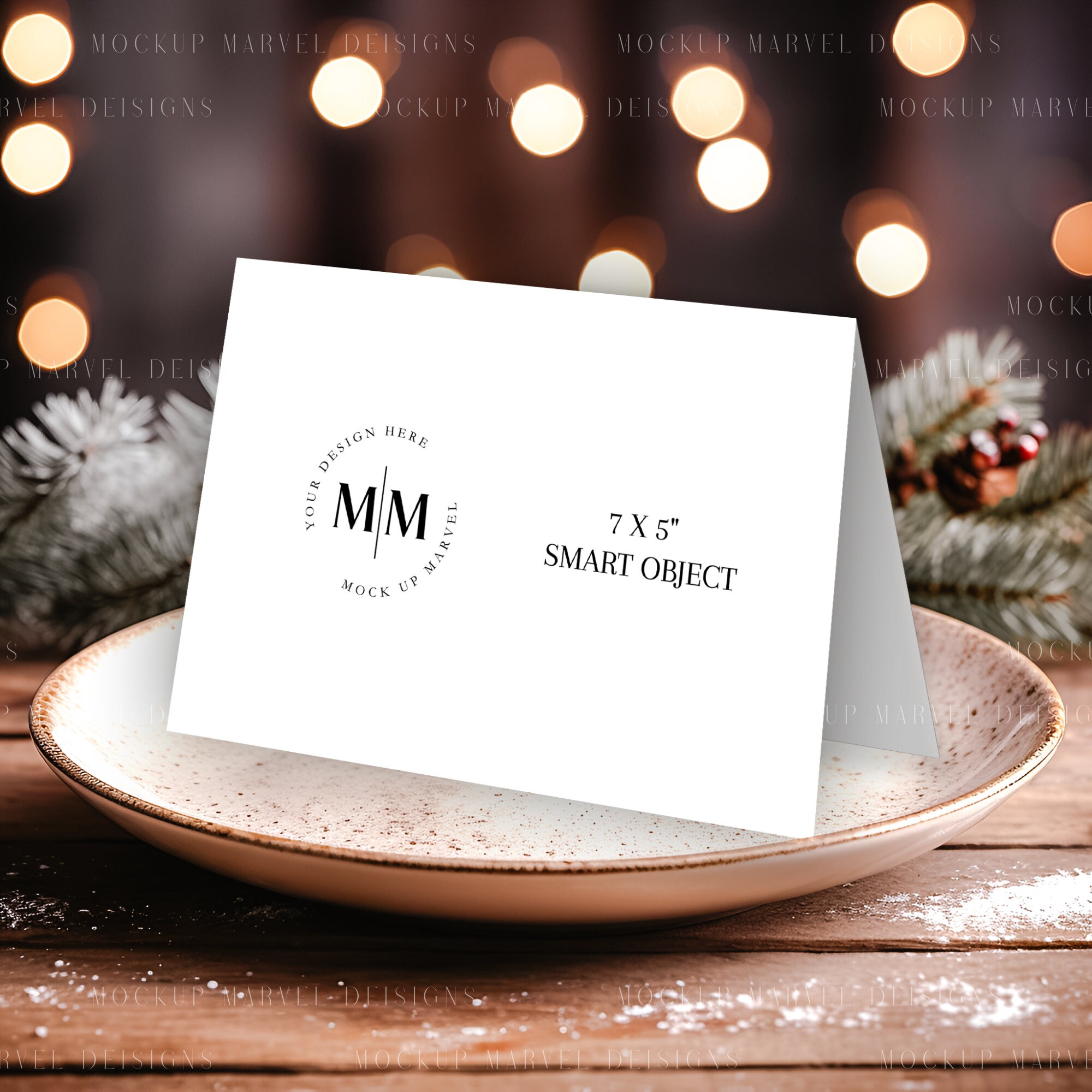 Folded Holiday Card Mockup, Christmas Mockup, Winter Mockup, Greeting ...