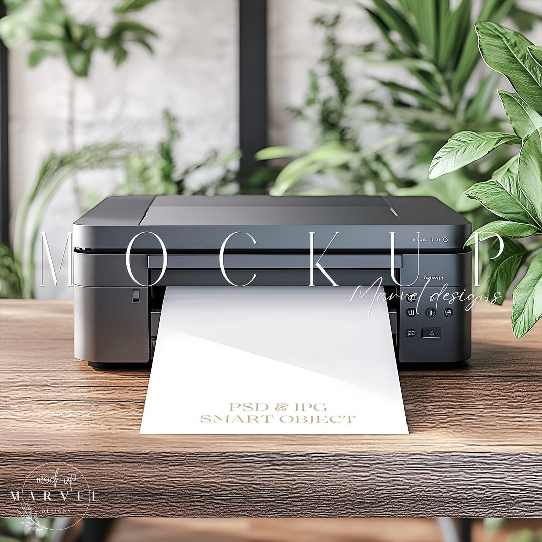 Printer Sheet Mockup, A4 Page Mockup, Desk Printer Mockup, Printable ...