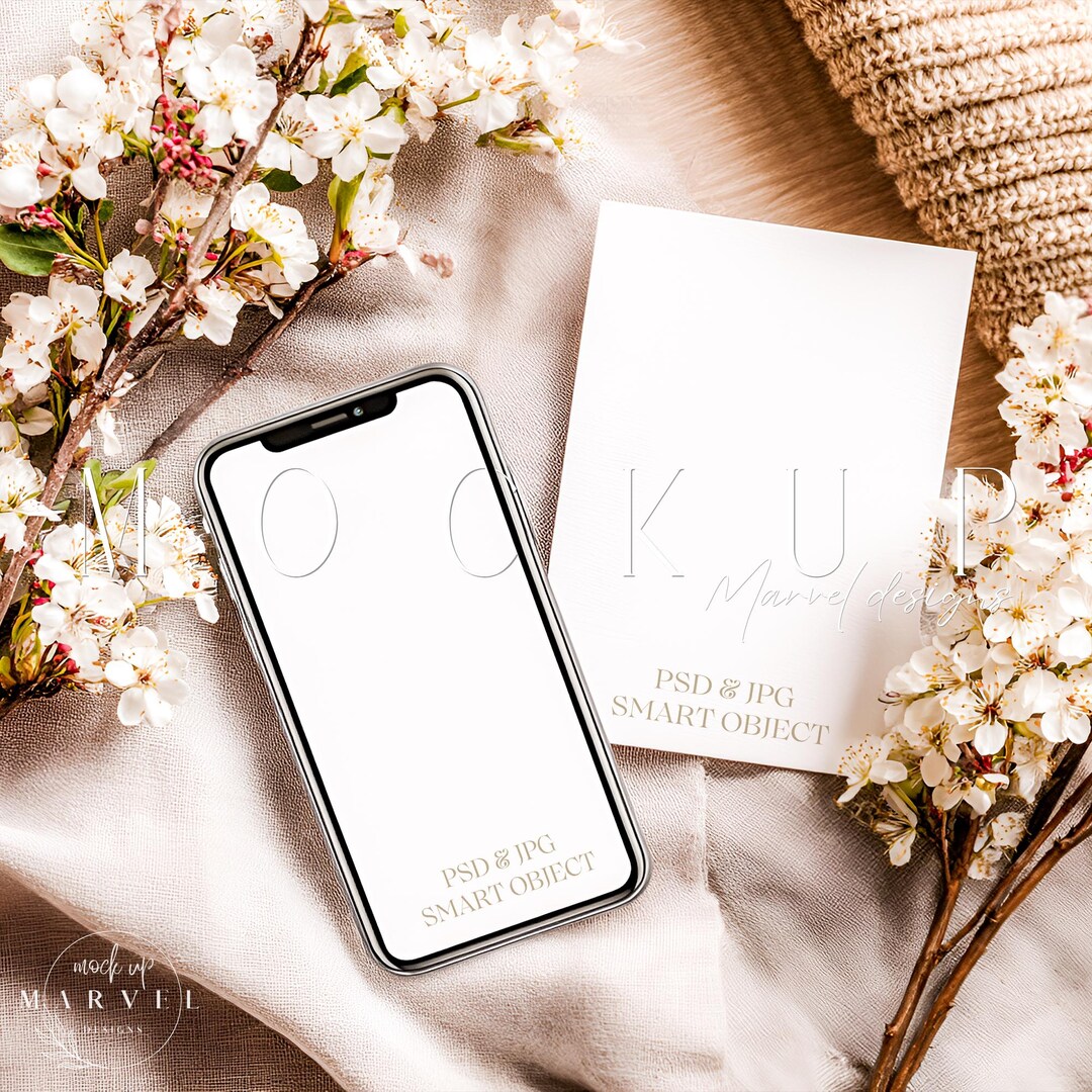 Card and Phone Invitation Mockup, Digital Greeting Card Mockups ...