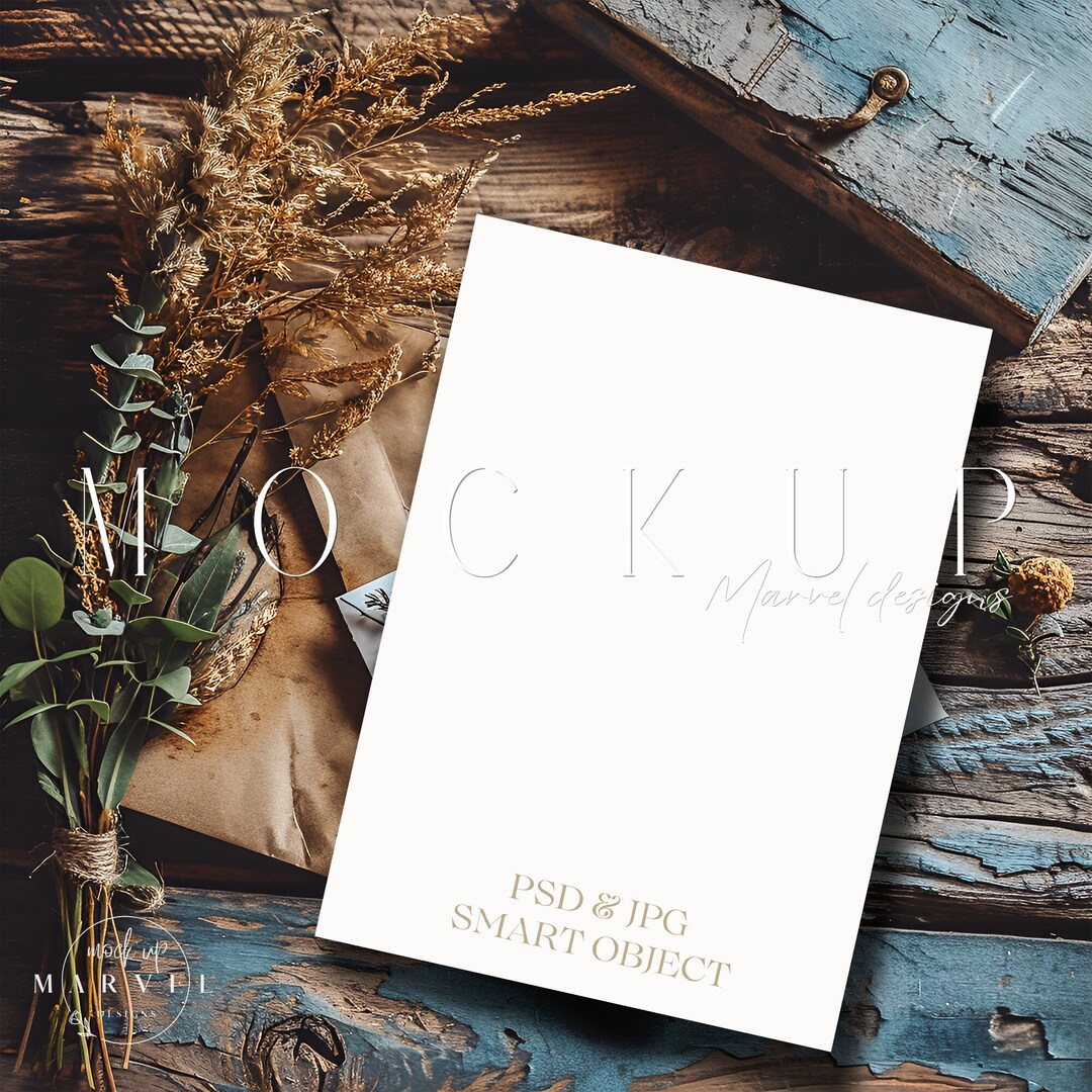 Rustic Wedding Invitation Mockup, Birthday Invitation Mockup, 5x7 Card ...