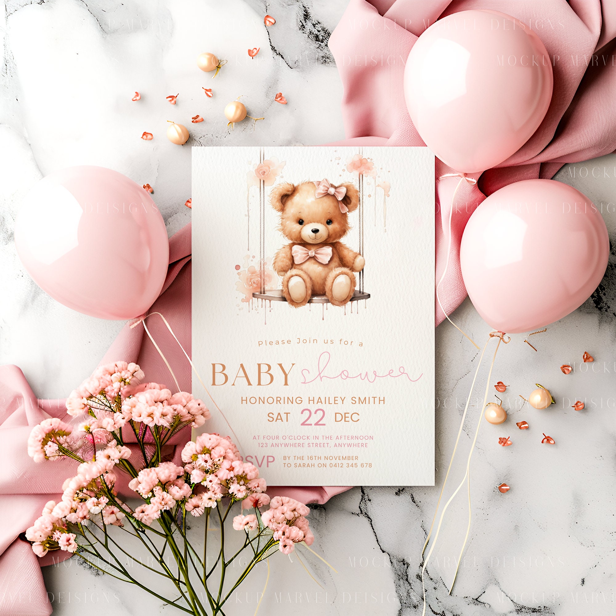 Mockup Card Baby Shower Mockup Invitation Mockup Mock up Digital ...
