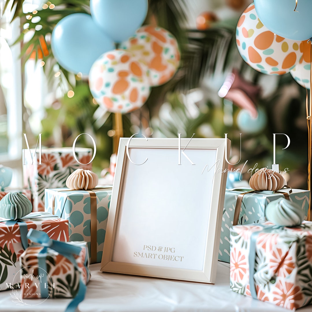 Birthday Table Sign Mockup Card and Gifts Sign Mockup Custom Sign ...