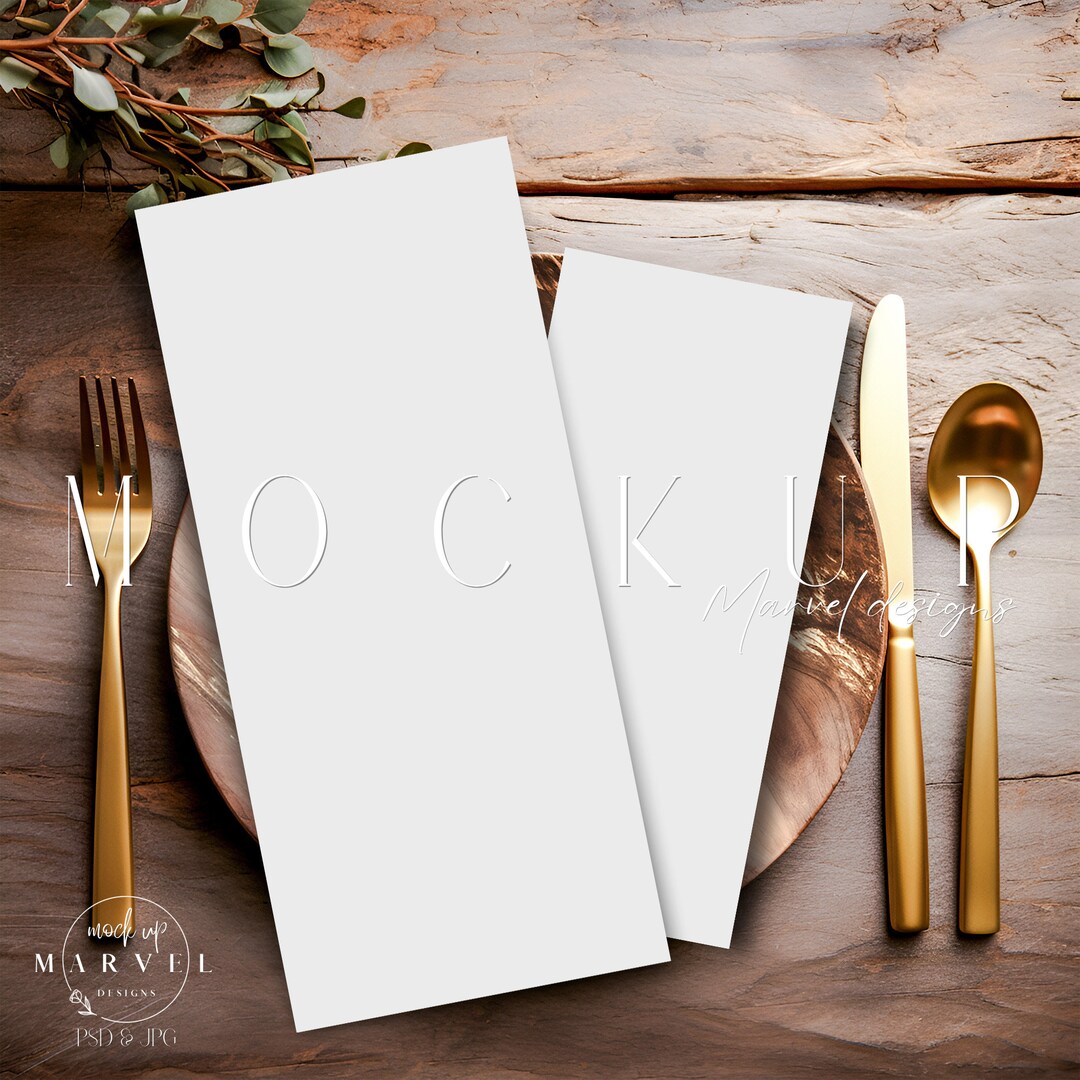 Menu Mockup | 4X9 Card Mockup | Simple Event Menu Mock up | 4 X 9 Ratio ...