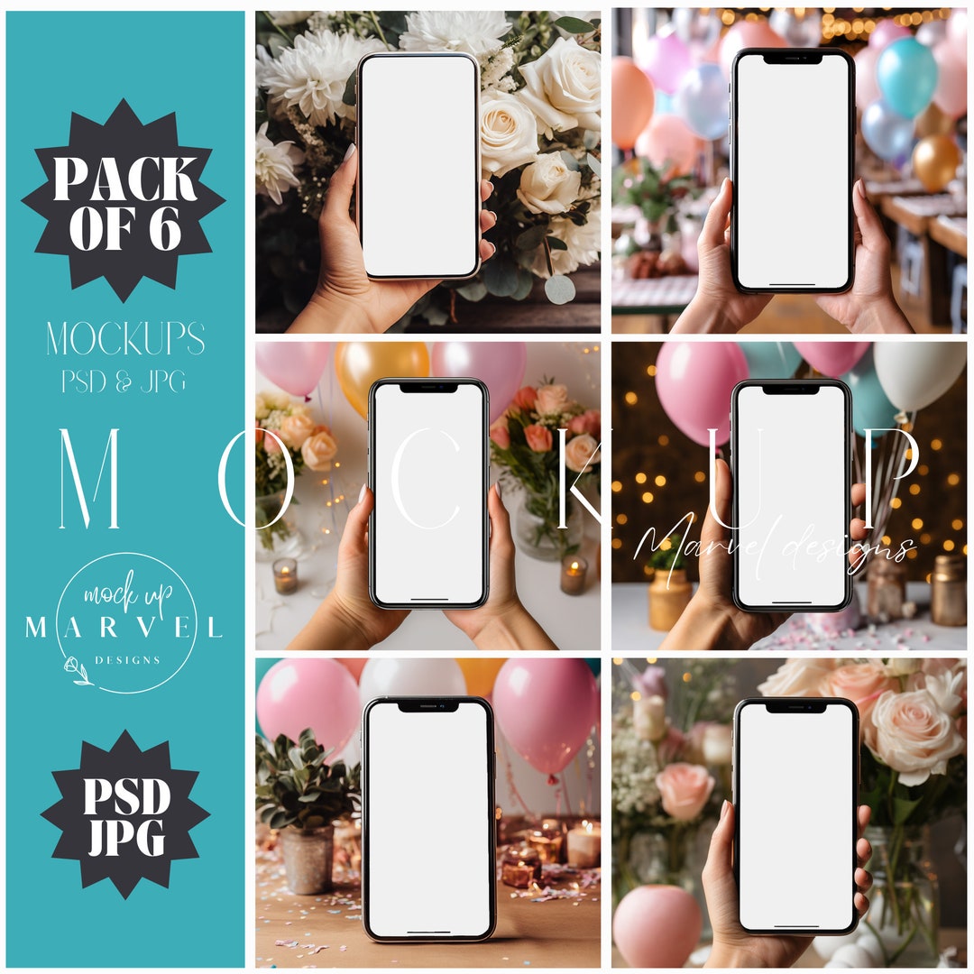 Phone Invite Mockup Bundle, Mockup Bundle, Birthday Invitation Mockups ...