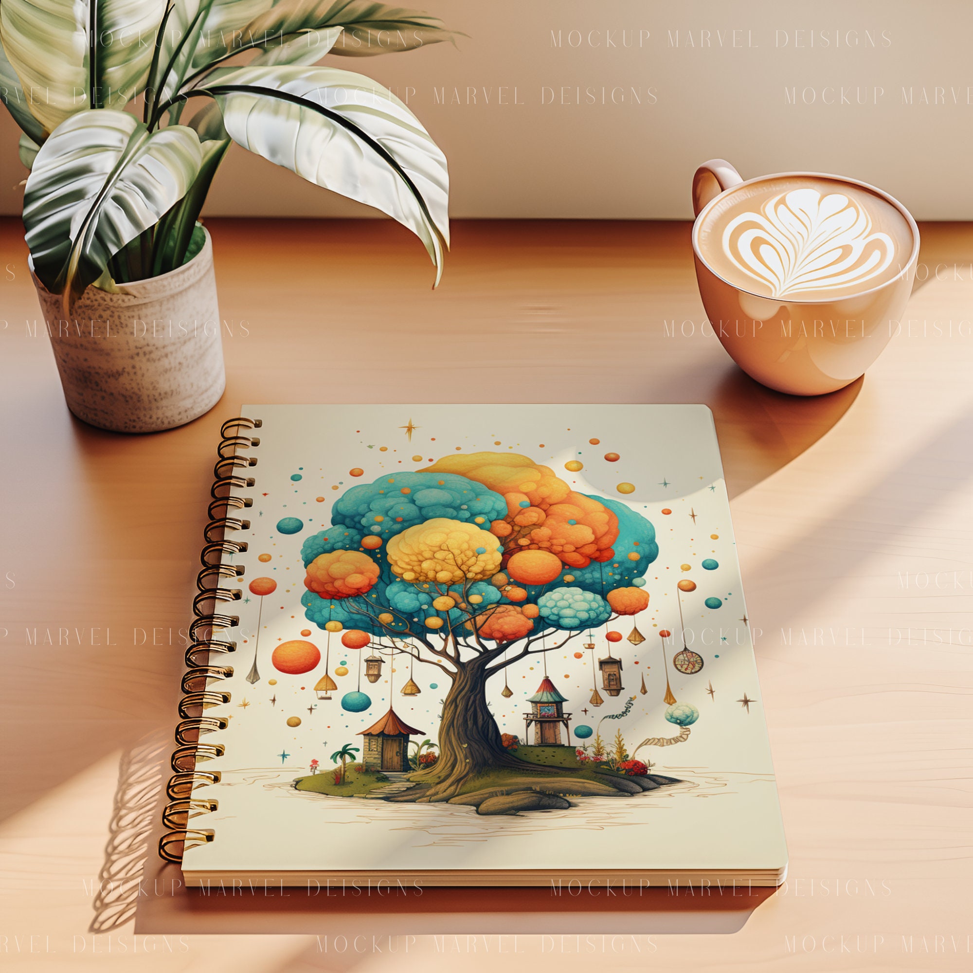 Printify Notebook Mockup, Boho Journal Cover Mockup, PSD and JPG, 8 ...