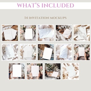 Invitation Mockup Bundle, Wedding Mockup, Table Number Mockup, 5x7 Card ...