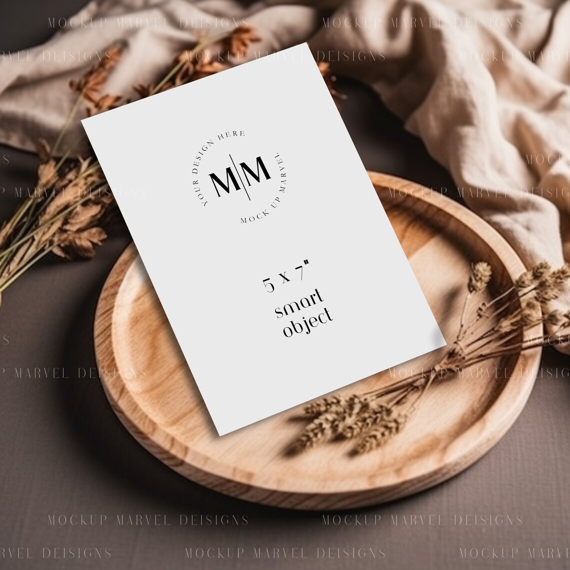 Boho Card Mockup | 5X7 Smart Object Card Mockup | Minimalist Greeting ...