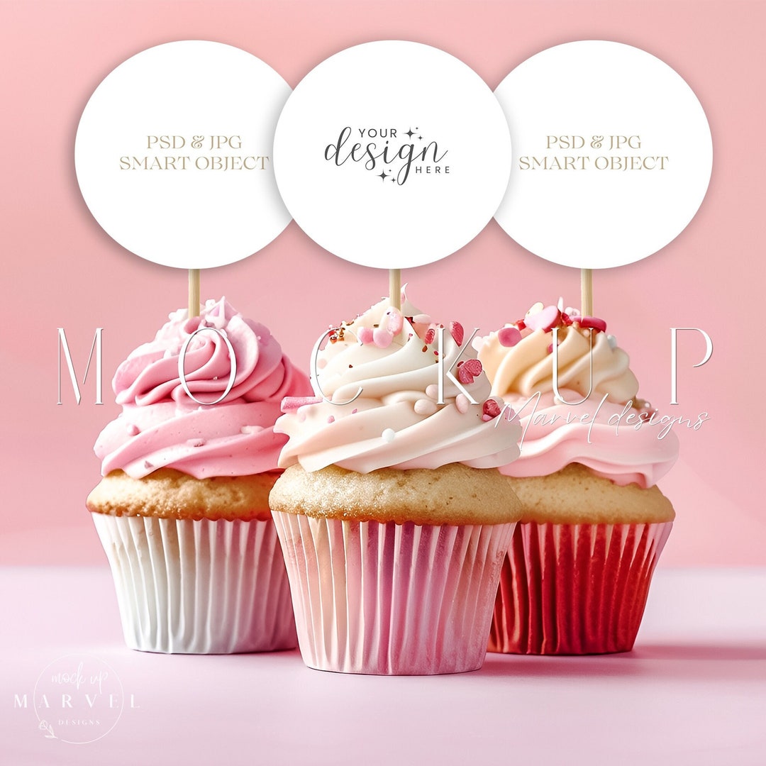 Cupcake Topper Mockup for Birthdays Mockup Cupcake Topper for Baby ...