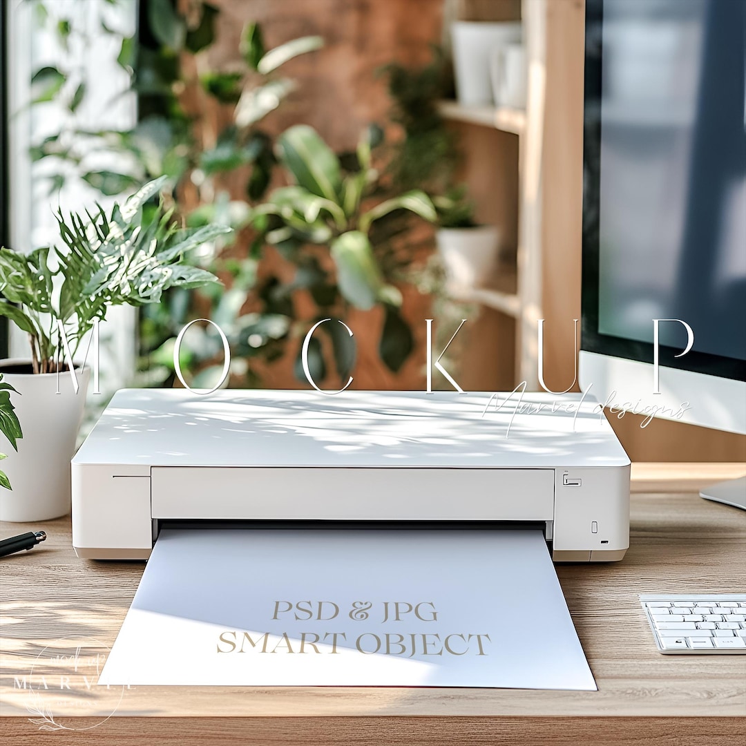 Printer Mockup, Home Printer Mockup, Desk Printer Mockup, A4 Page ...