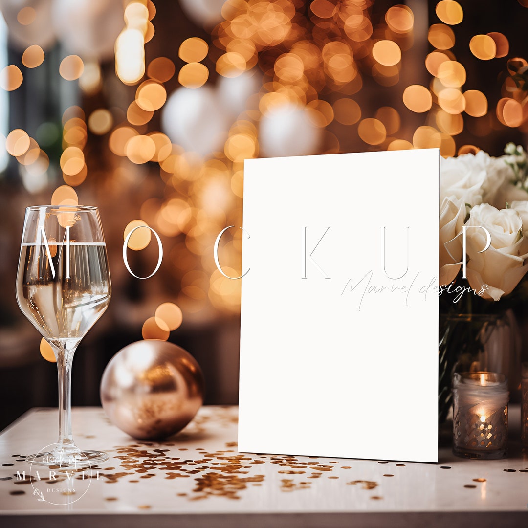 New Years Eve Party Invitation Mockup, Invite Mockup, 5x7 Card Mockup ...