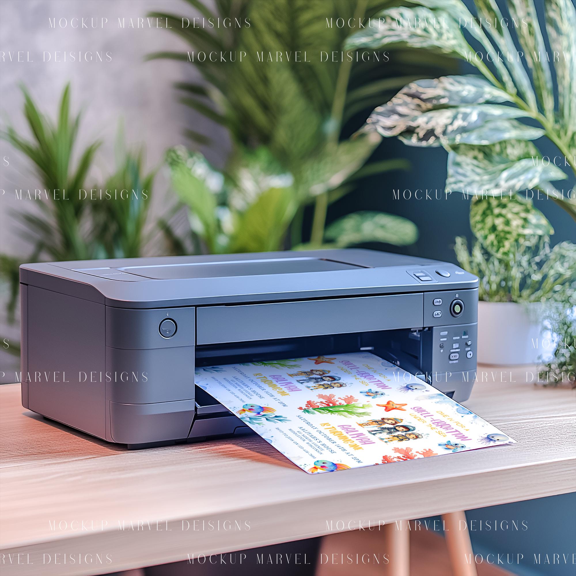 Printable Mockup, Home Printer Mockup, Printing Page Mockup, Printer ...