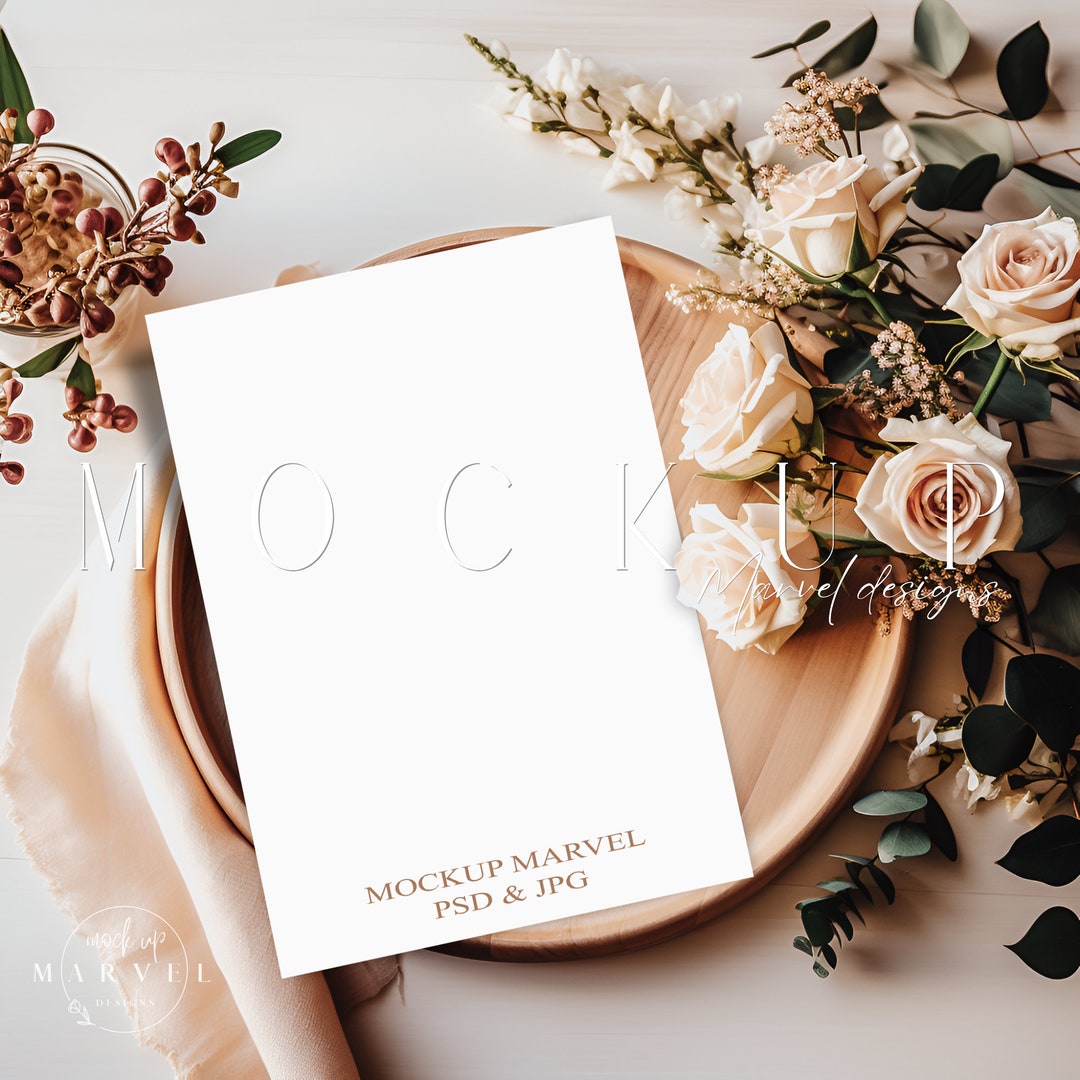 Neutral Invitation Mockup | Instant Download | Wedding Card Mockup ...