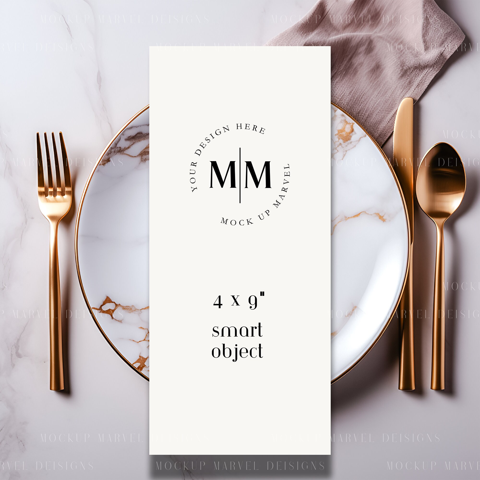 Menu Mockup 4X9 Card Mockup Event Menu Mock up Dinner Menu Instant ...