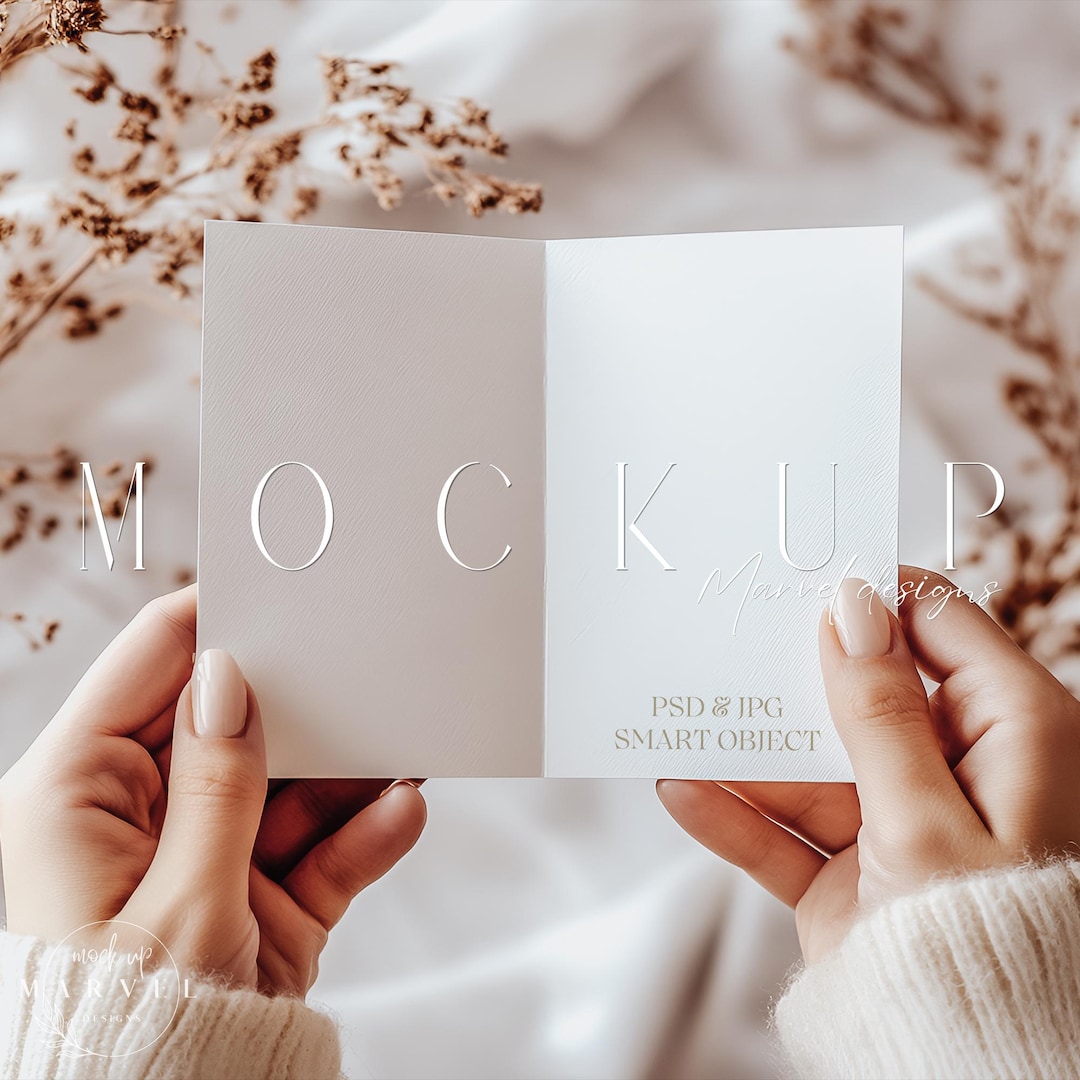 Open Greeting Card Mockup, Inside Card Mockup, Valentines Day Card ...
