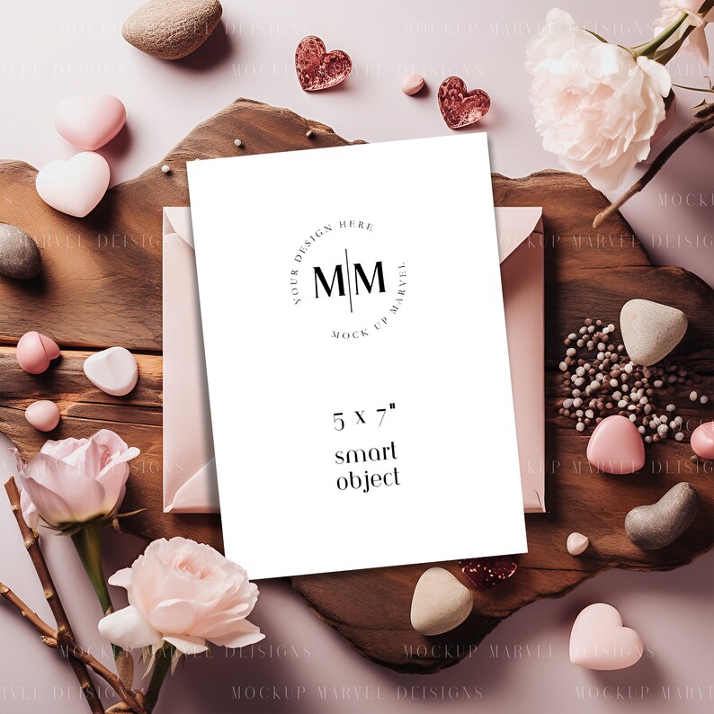 Valentine's Day Card Mock-up, Greeting Card Mockup, 5X7 Card Mockup ...