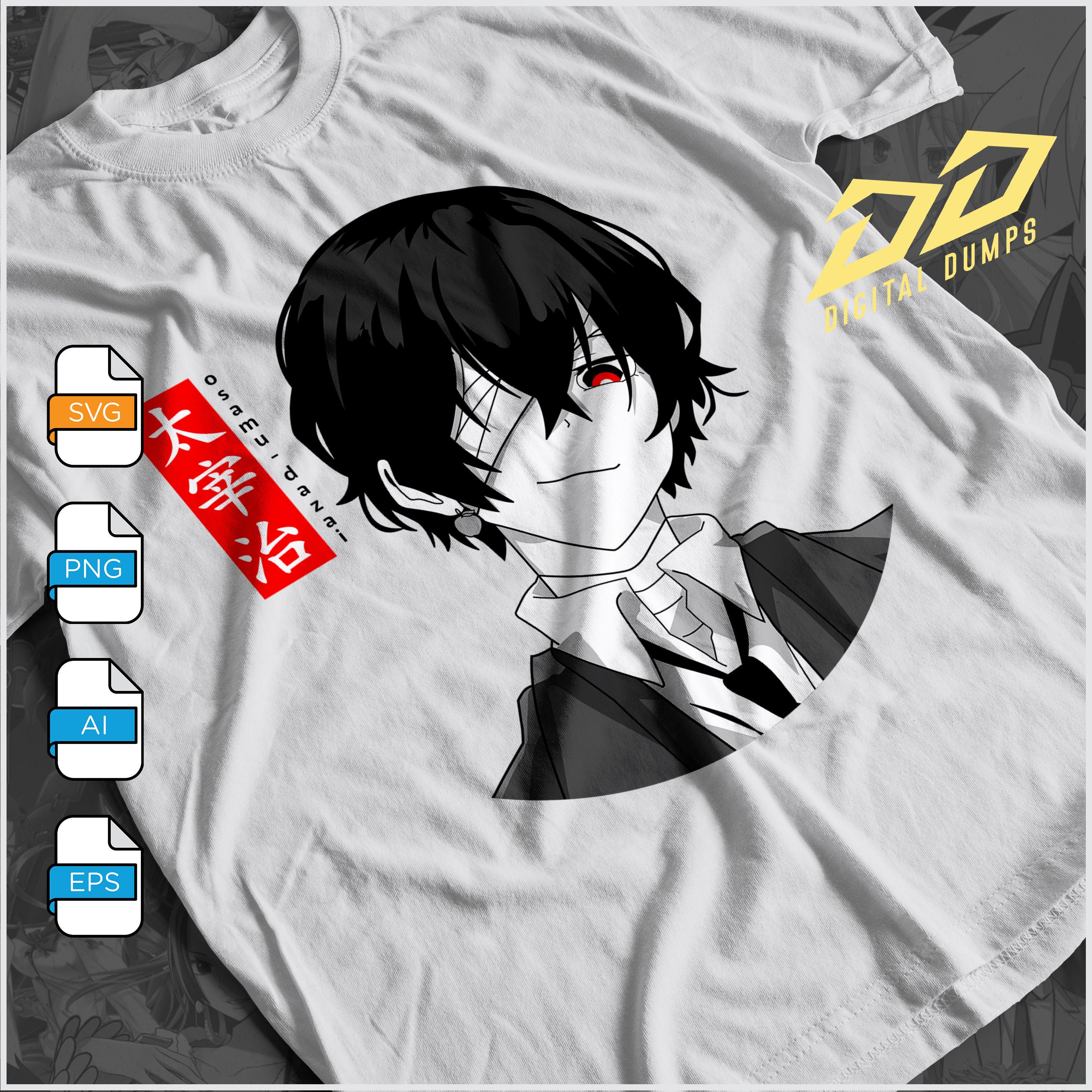 Osamu Dazai Premium Anime Vector File, Ready for DTF, DTG, Sublimation ...