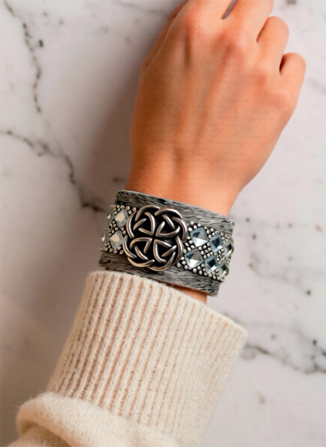 Cowgirl Western Hide Cuff Bracelet - Cowhide Bling Cuff- Concho Cuff - Etsy
