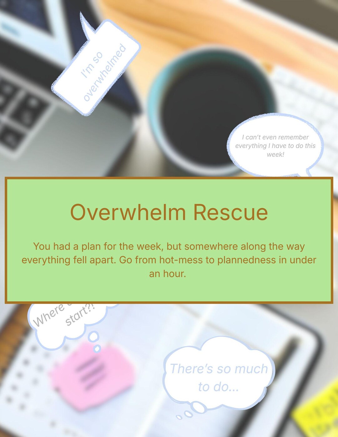 ADHD Overwhelm Rescue Sheet, Executive Function Printable (instant ...
