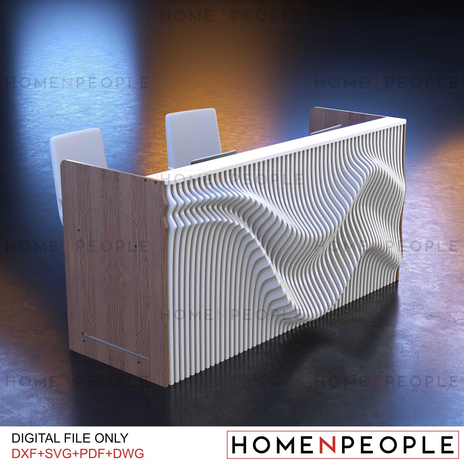 Parametric Reception Desk B-9cde / Cnc Files for Cutting / Modern ...